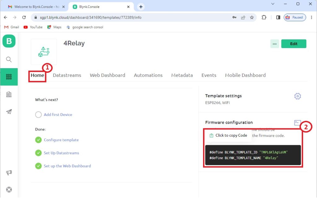 Điều khiển thiết bị dùng Blynk IOT và Nodemcu ESP8266
